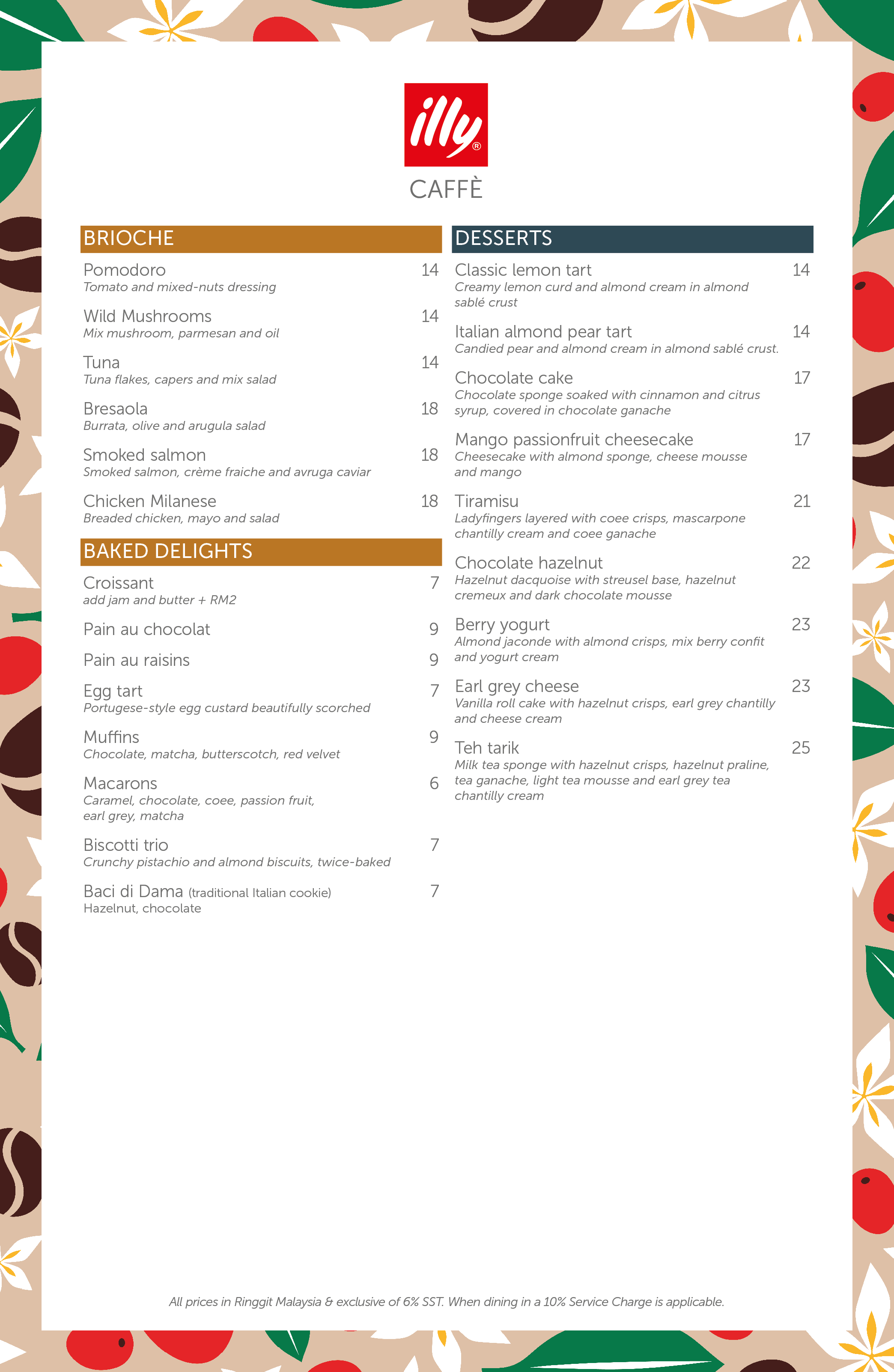 illy Caffè Pavilion Bukit Bintang Menu - illy Malaysia